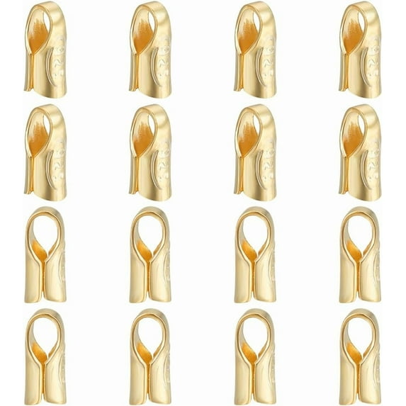 16PCS 925 Sterling Silver Crimp End Caps 2.5mm Diameter Glod Plated ...