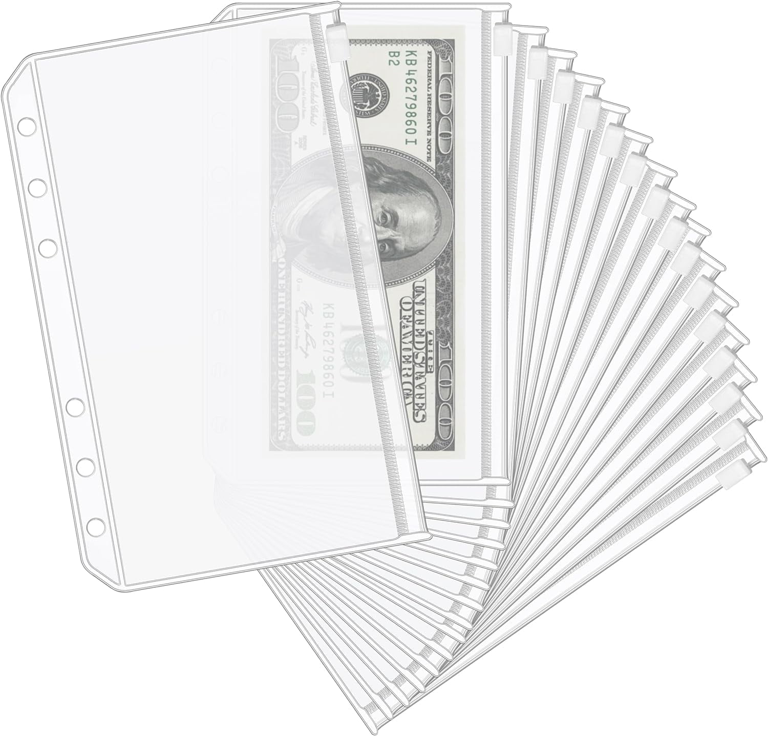 16PCS A6 Binder Pockets 6 Holes Cash Envelopes for Budgeting, Clear ...