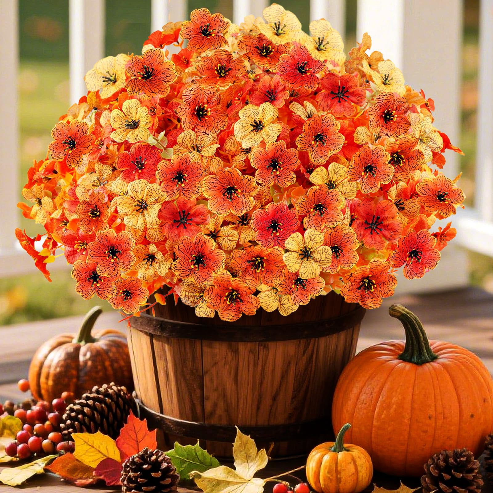 16PCS Artificial Fall Flowers 5fall+5sunset+6yellow Outdoor Indoor ...