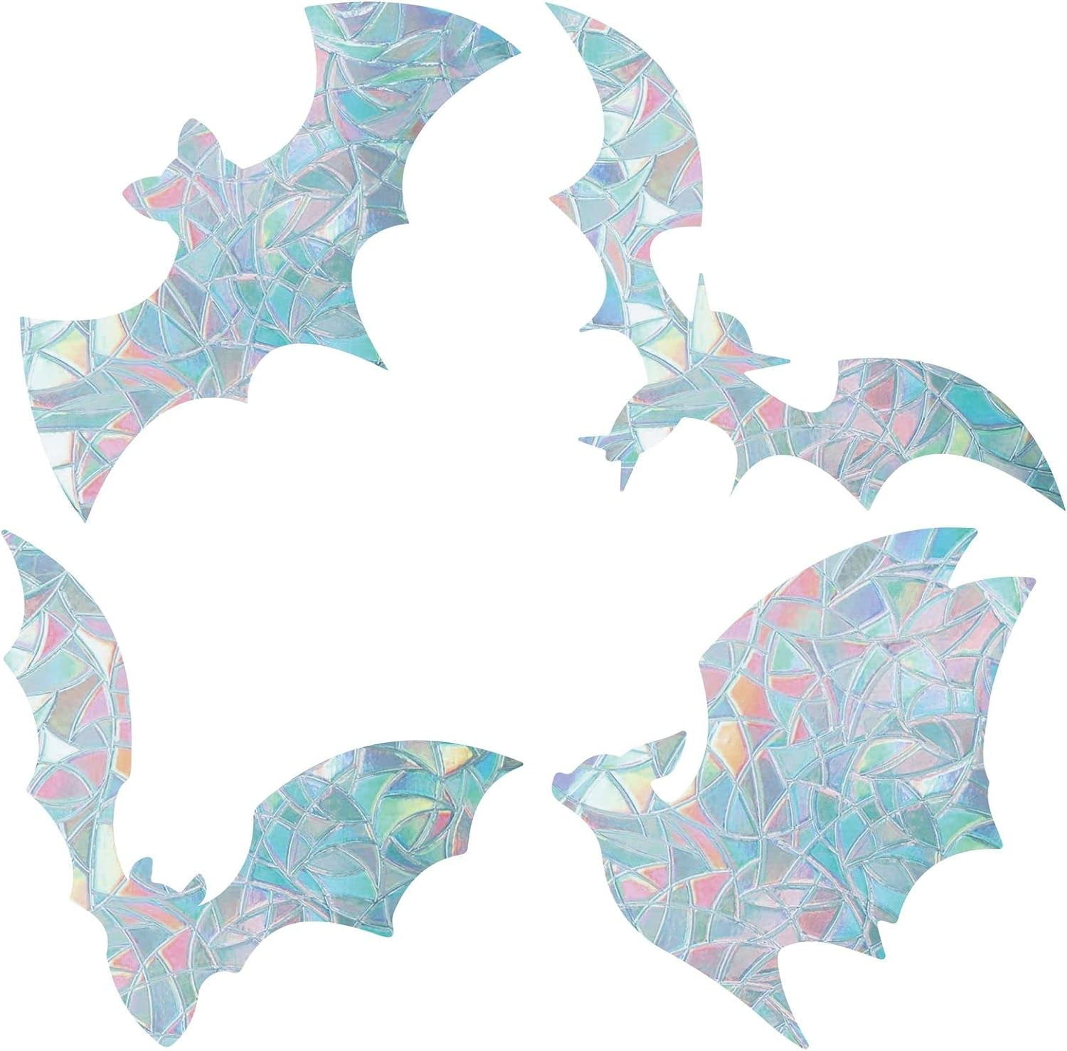 16PCS Bat Shaped Window Clings Static Rainbow Glass Decal Collision ...