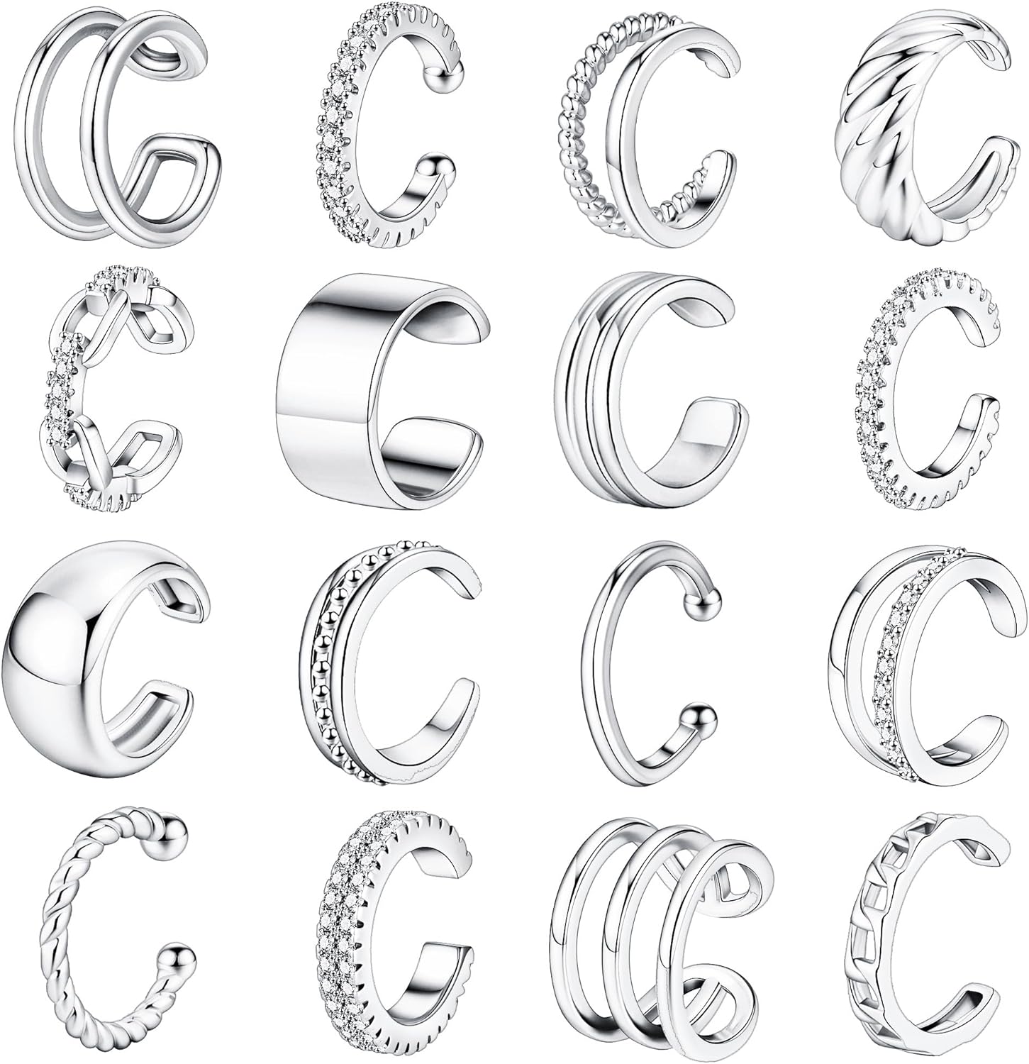16PCS Best Ear Cuff Ear jewelry for Women Non Piercing Gold plated ...