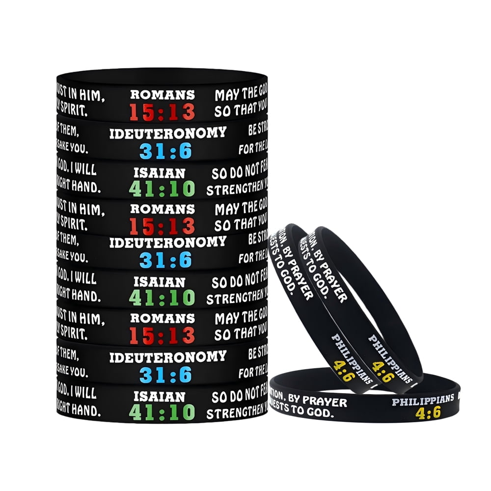 16PCS Bible Verse Bracelets, Charm Silicone Bracelet Wristbands ...