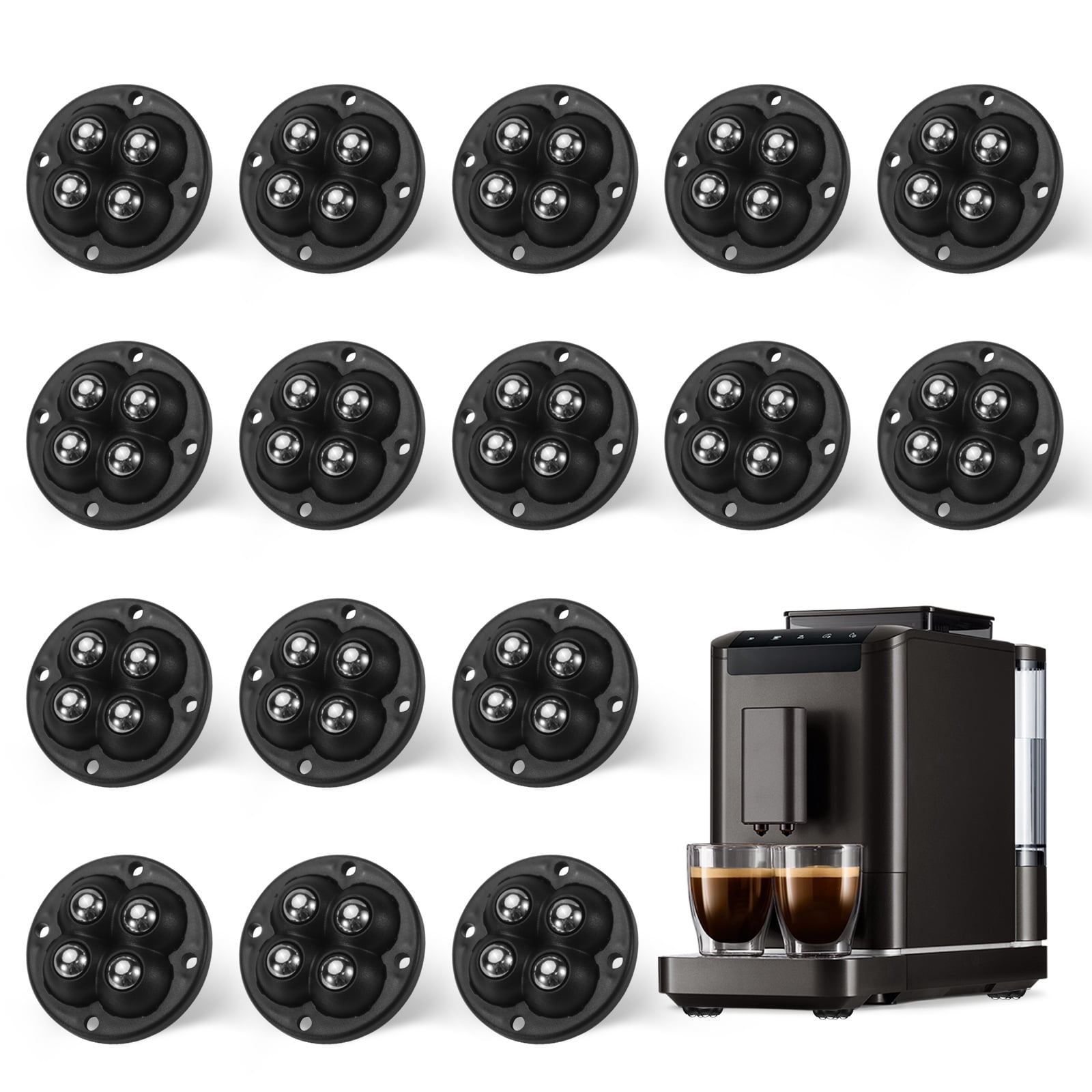 16PCS Black Self Adhesive Caster Wheels Mini Swivel Wheels Stainless ...