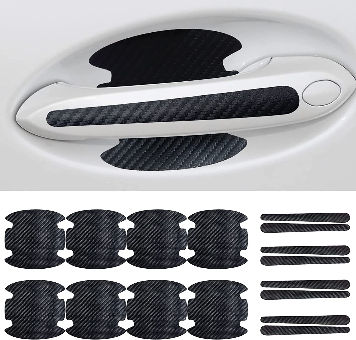 16PCS Car Door Handle Scratch Protectors, Carbon Fiber Car Door Handle ...