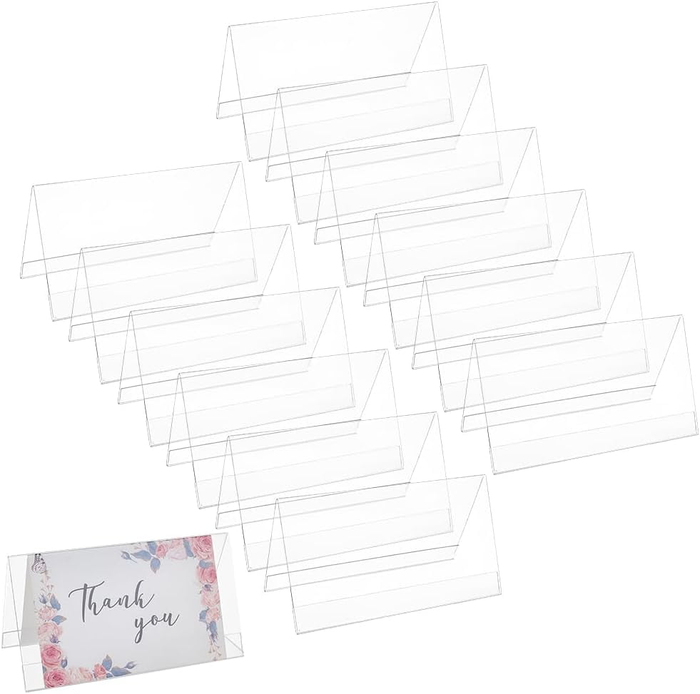 16PCS Clear Plastic Name Tent Holders with Protective Film 7.1x3.3inch ...