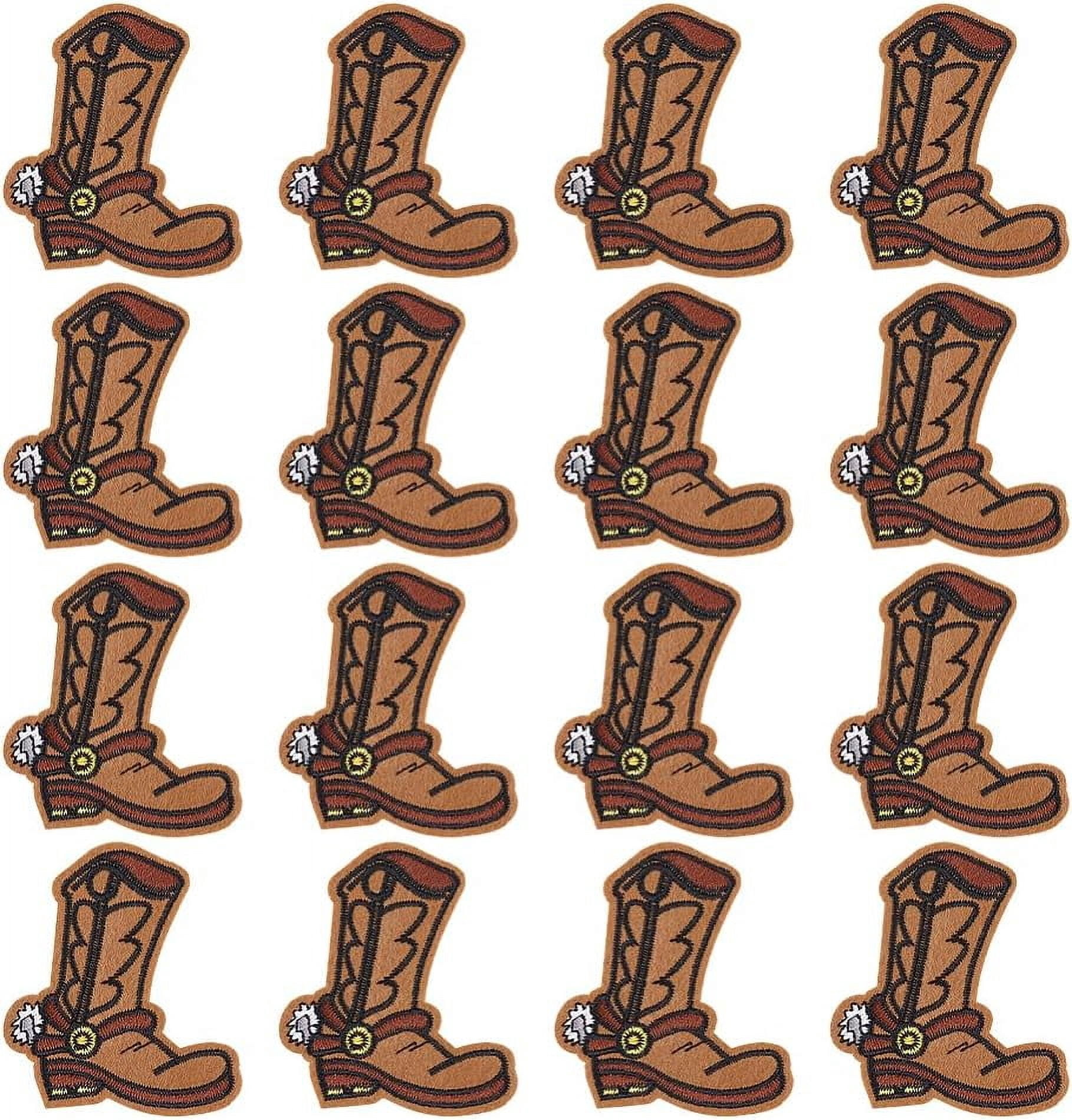 16PCS Cowboy Boots Iron On Patches 3.2x2.8 inch Computerized Embroidery ...