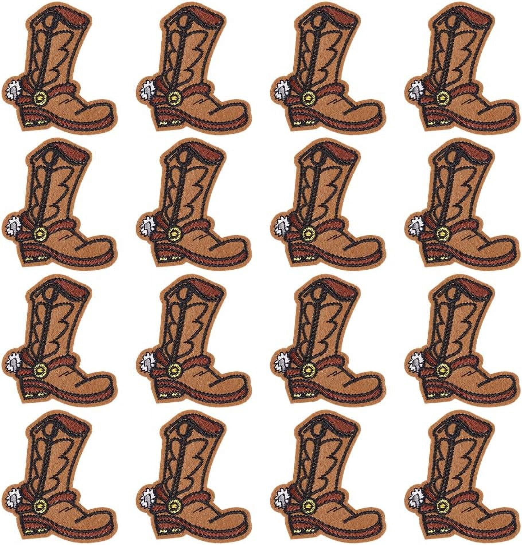 16PCS Cowboy Boots Iron On Patches 3.2x2.8 inch Computerized Embroidery ...