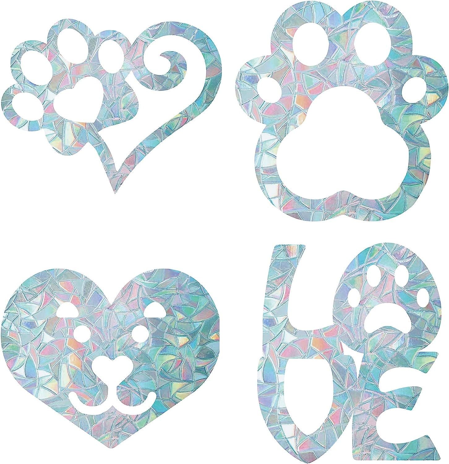 16PCS Dog Pow Heart Window Decals Static Love Glass Sliding Door ...