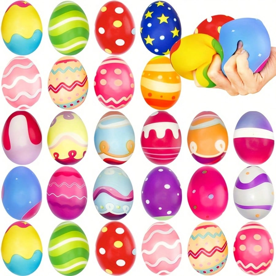 16PCS Egg Squishy Toys, Colorful Squishy Eggs for Easter Celebrations ...
