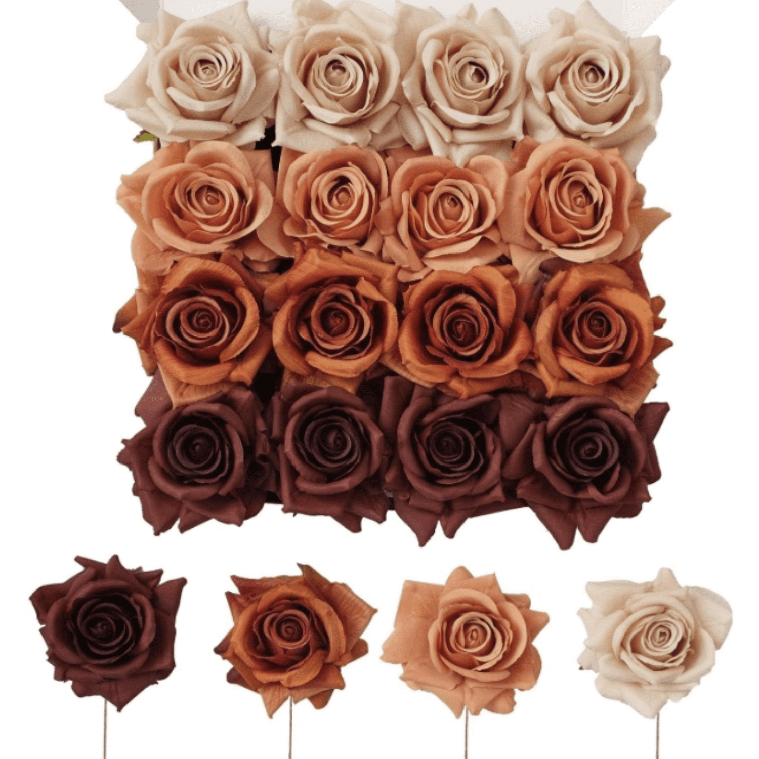16PCS Fake Rose Silk Flower with Stem for DIY Wedding Bouquets ...
