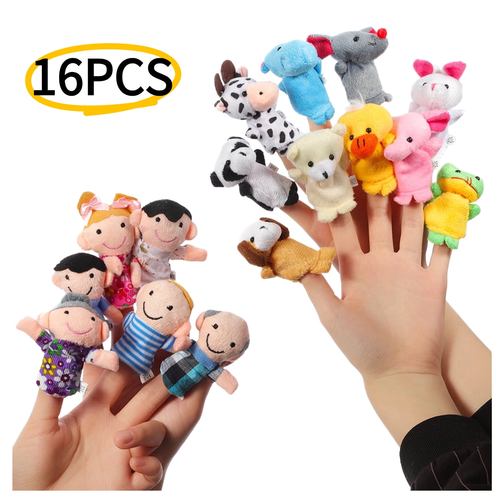 16PCS Finger Puppets for Storytelling – Soft Velvet Animal Figures for ...