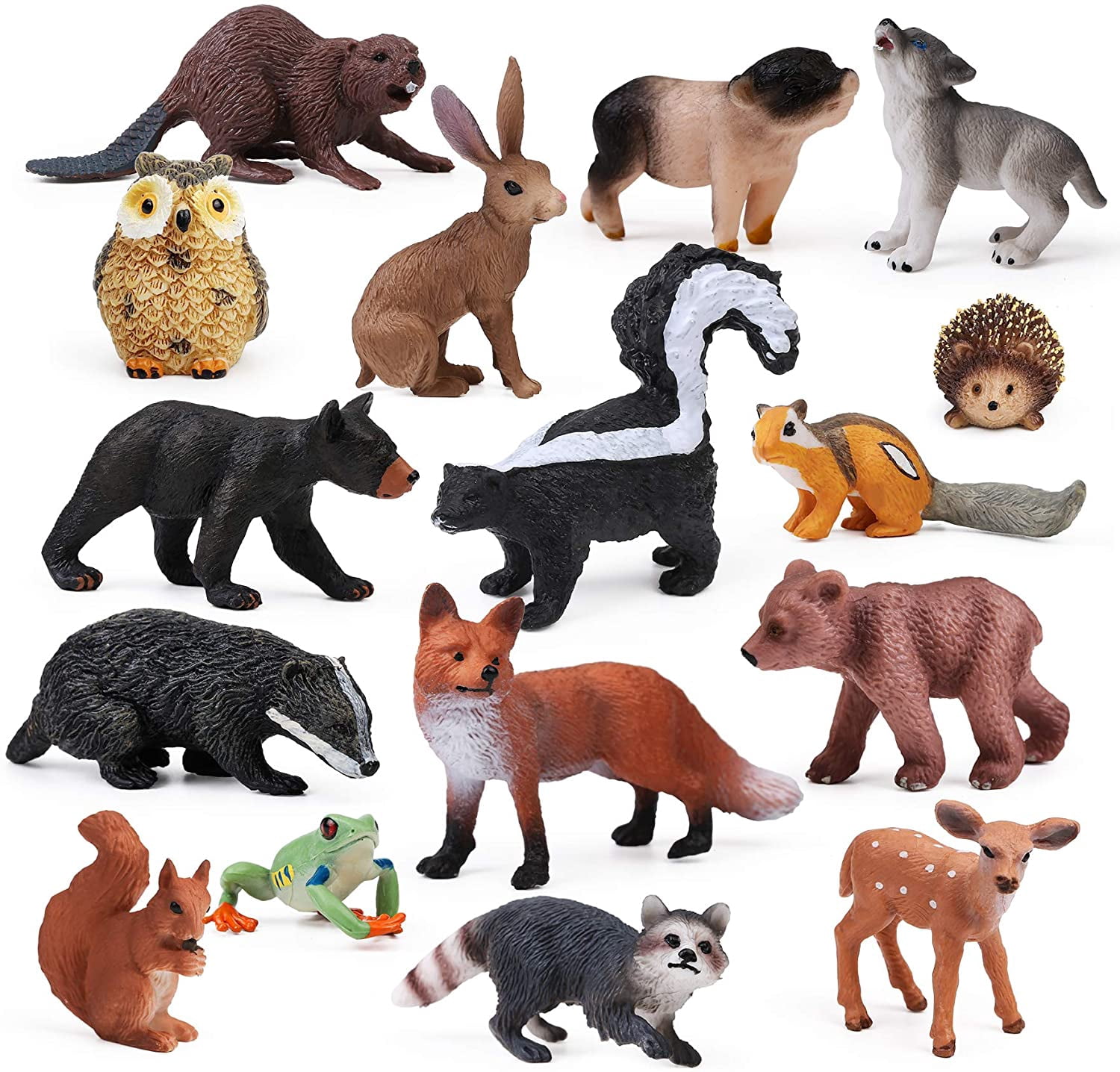 16PCS Forest Animals Baby Figures, Woodland Creatures Figurines ...