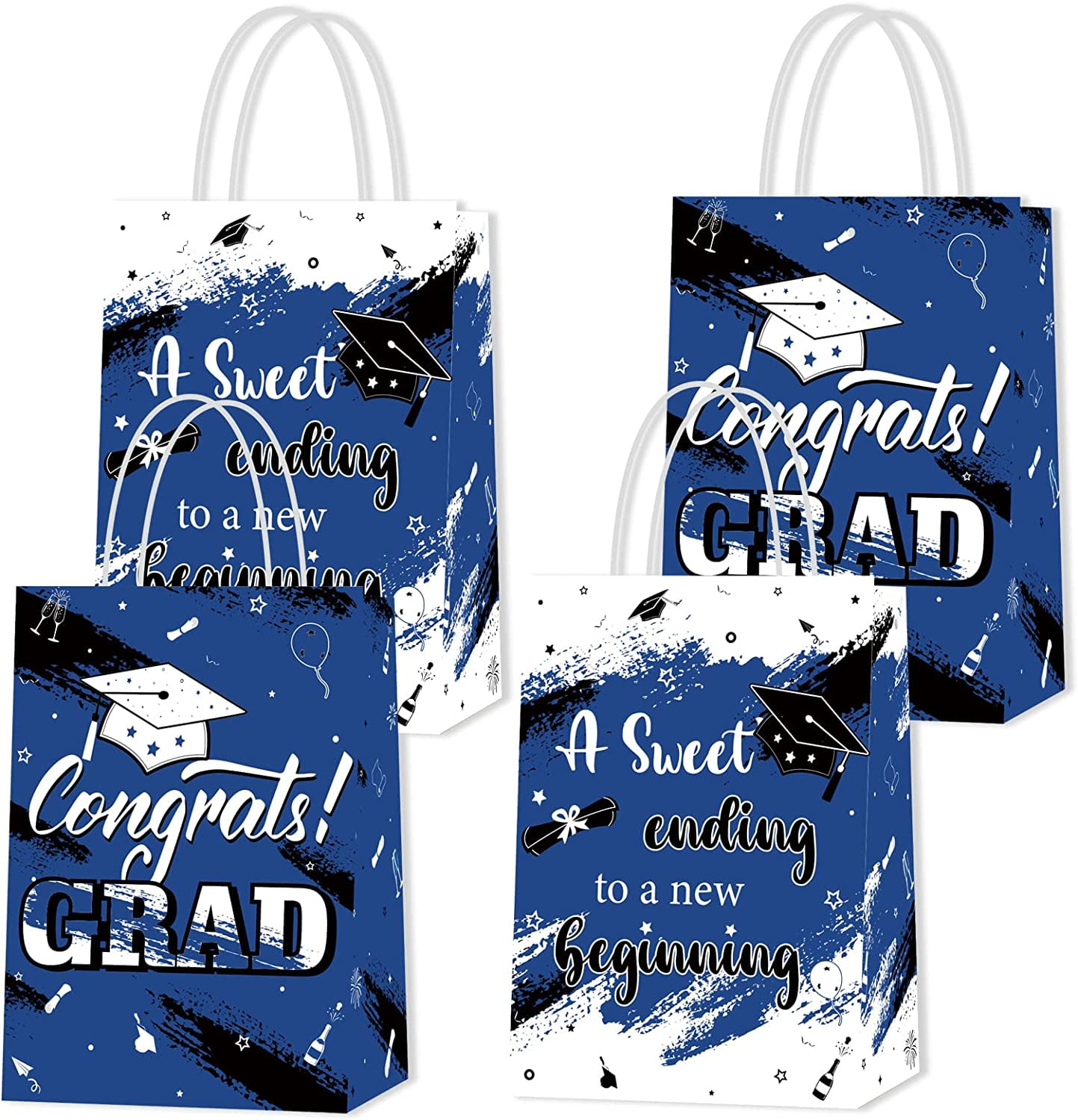 16PCS Graduation Gift Bag Dark Blue Congrats Grad Party Candy Goodie ...