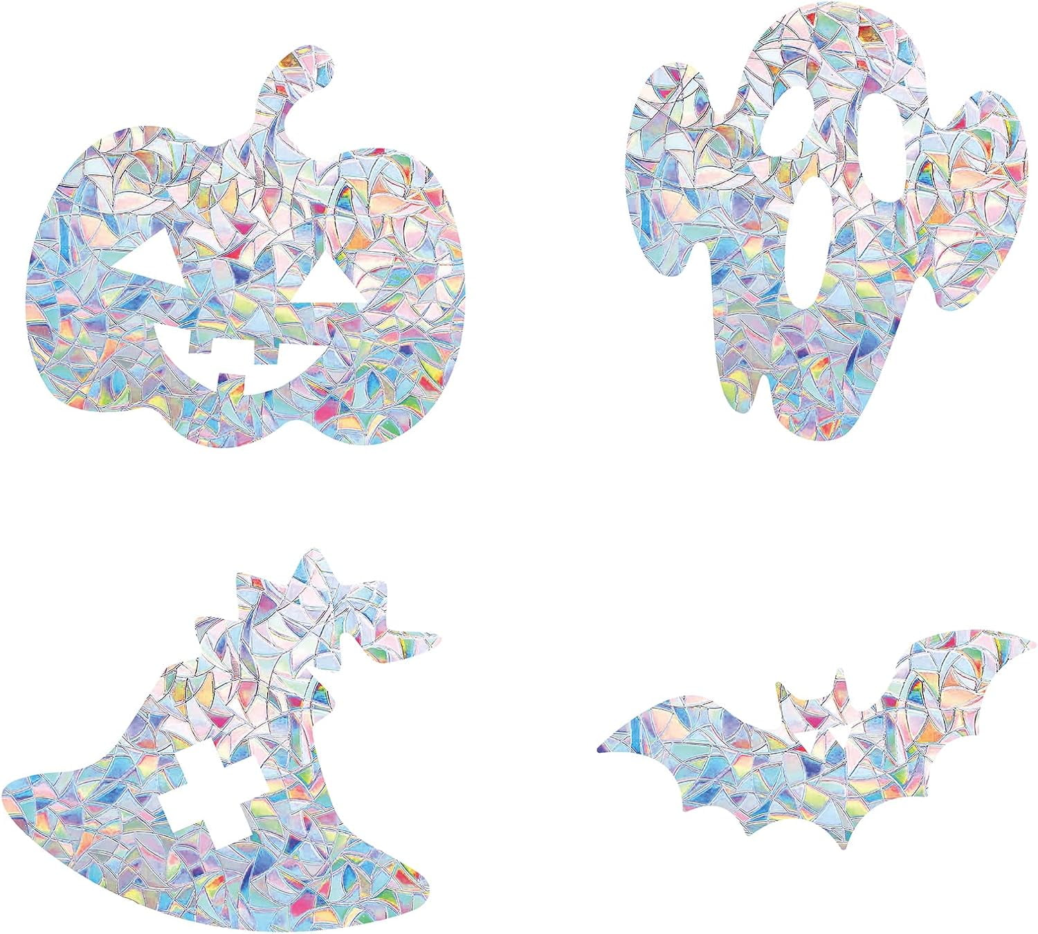 16PCS Halloween Window Clings Bats Rainbow Window Glass Alert Stickers ...