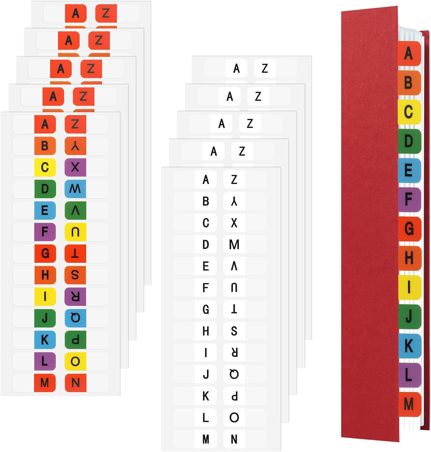 16PCS Index Dividers A-Z Tab Printed Table Colorful Tabs Alphabet Tabs ...