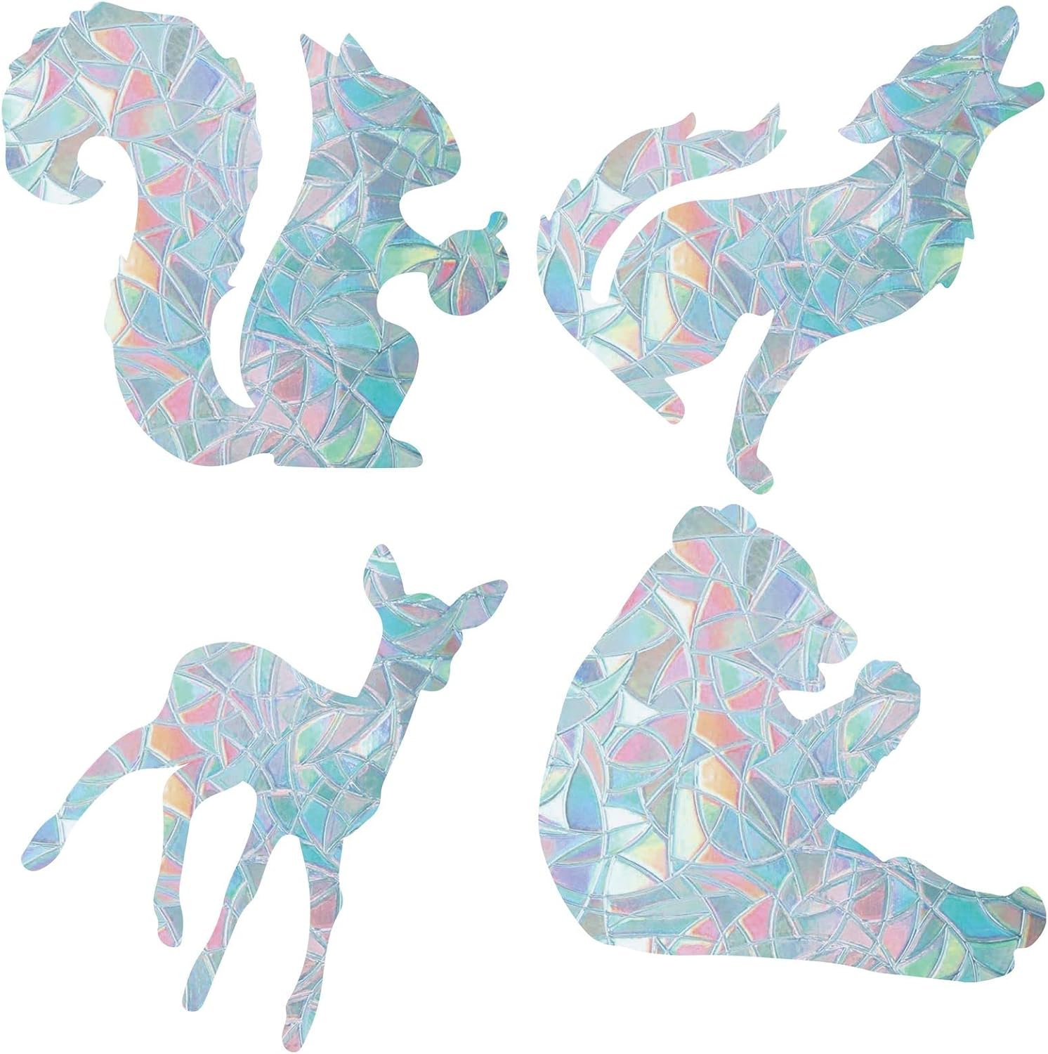 16PCS Jungle Animal Window Clings Static Rainbow Glass Decal Bear Deer ...