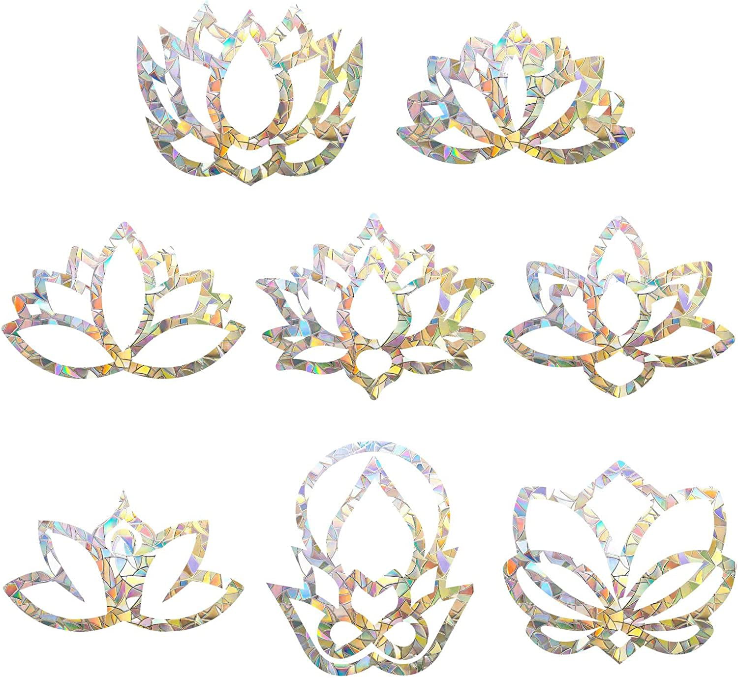 16PCS Lotus Window Clings Anti Collision Rainbow Window Glass Stickers ...