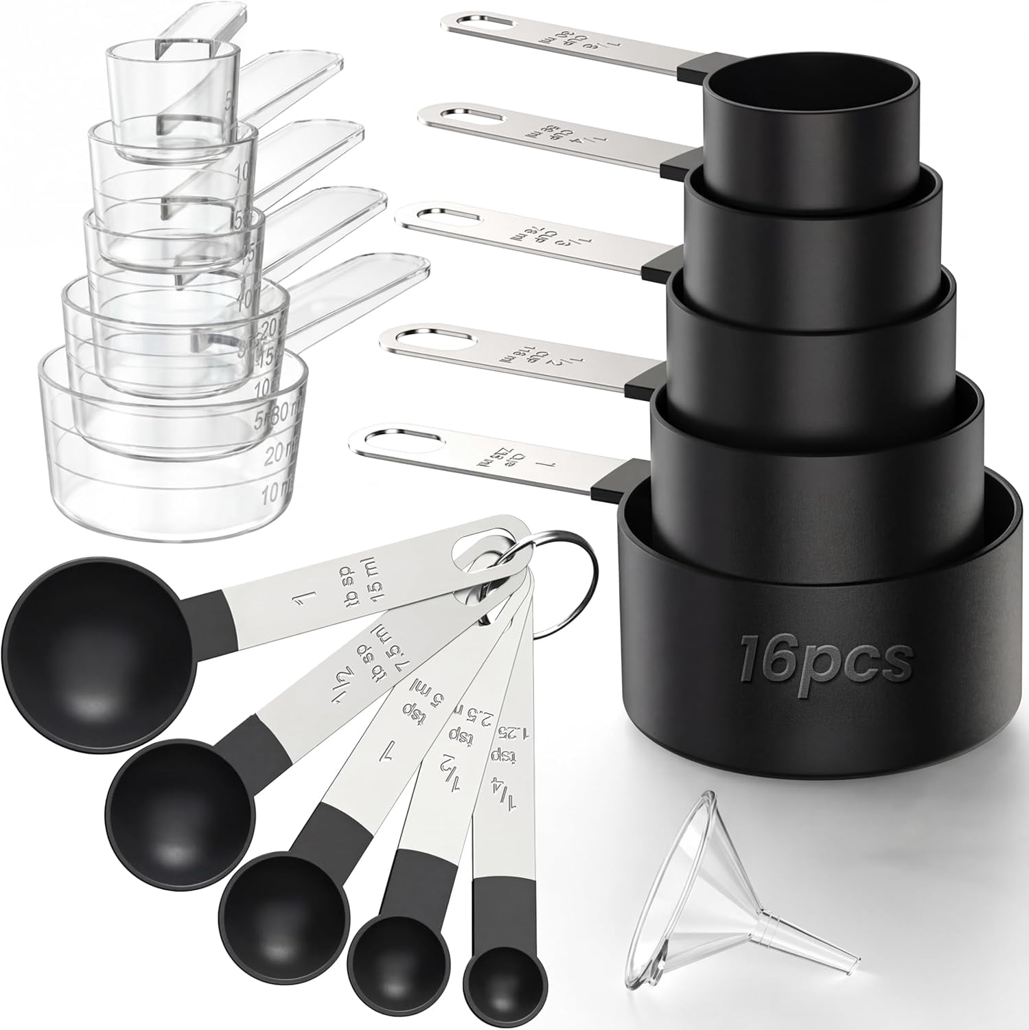 16PCS Measuring Cups and Spoons Set, Measuring Spoon Set with Metric ...