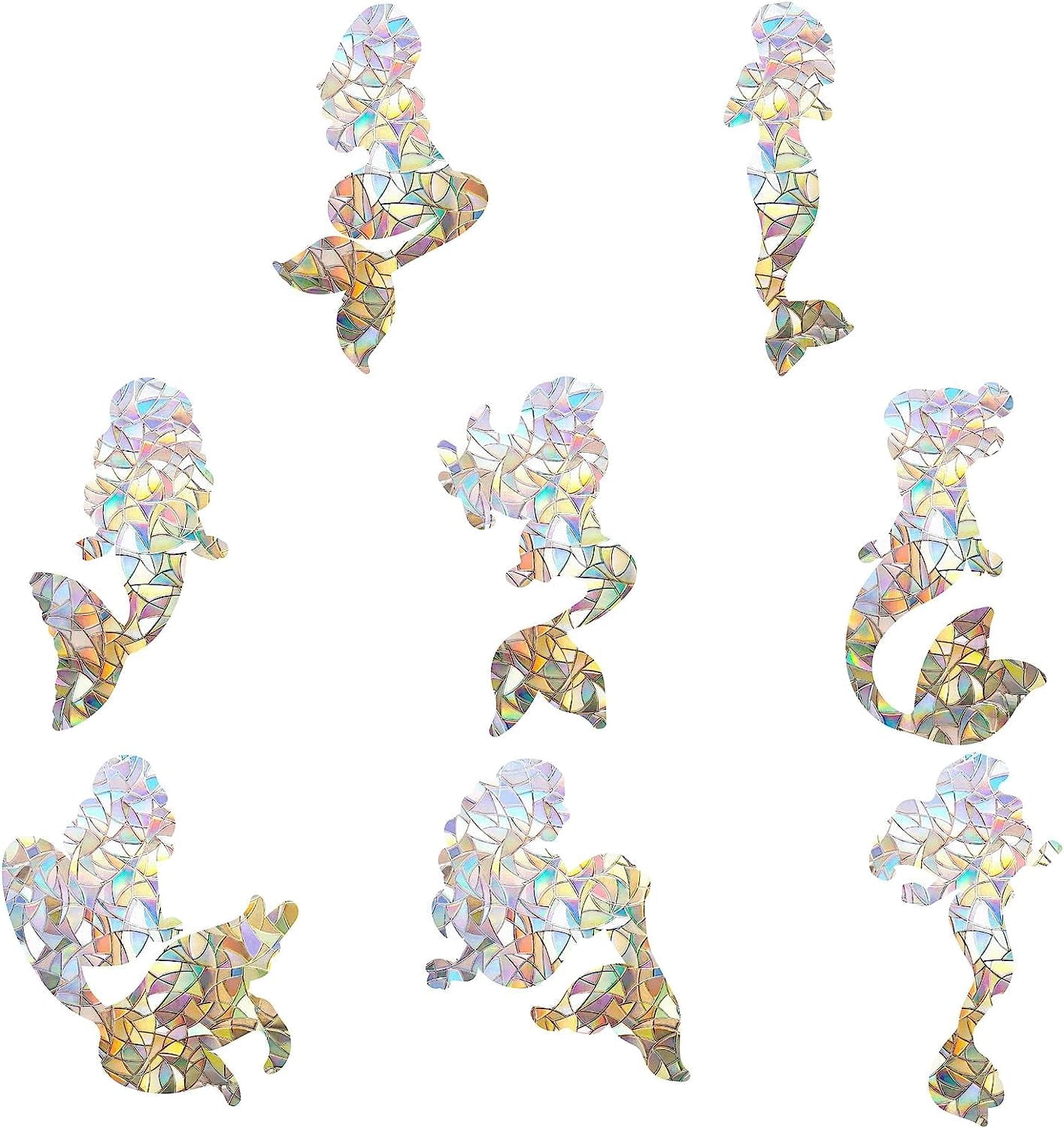 16PCS Mermaid Window Clings Anti Collision Rainbow Window Glass ...