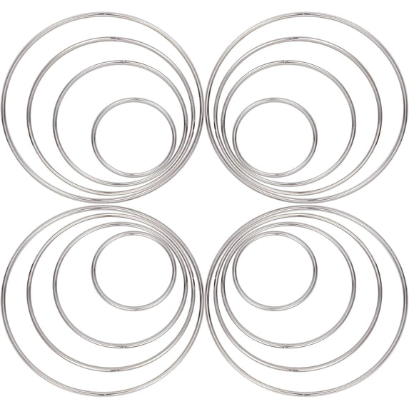 16PCS Metal Wreath Rings 4 Sizes(5/8/10/12cm) Silver Catcher Hoops ...