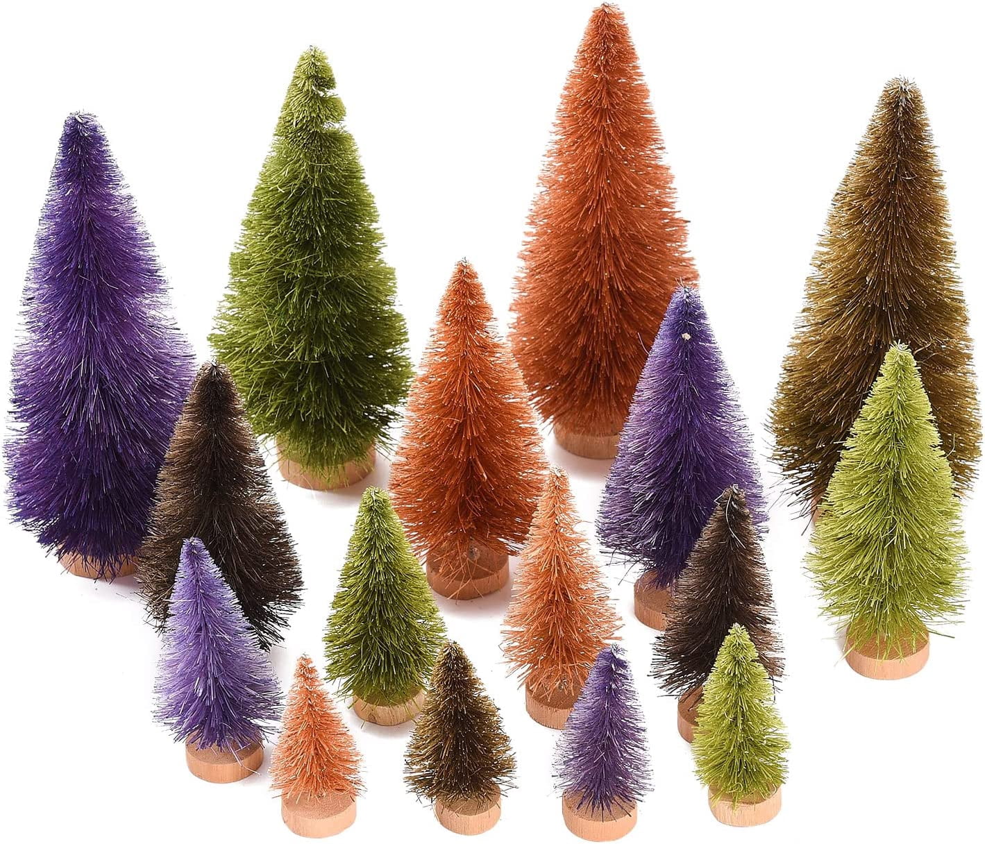 16PCS Mini Christmas Sisal Trees, Desktop Miniature Christmas Tree Pine ...