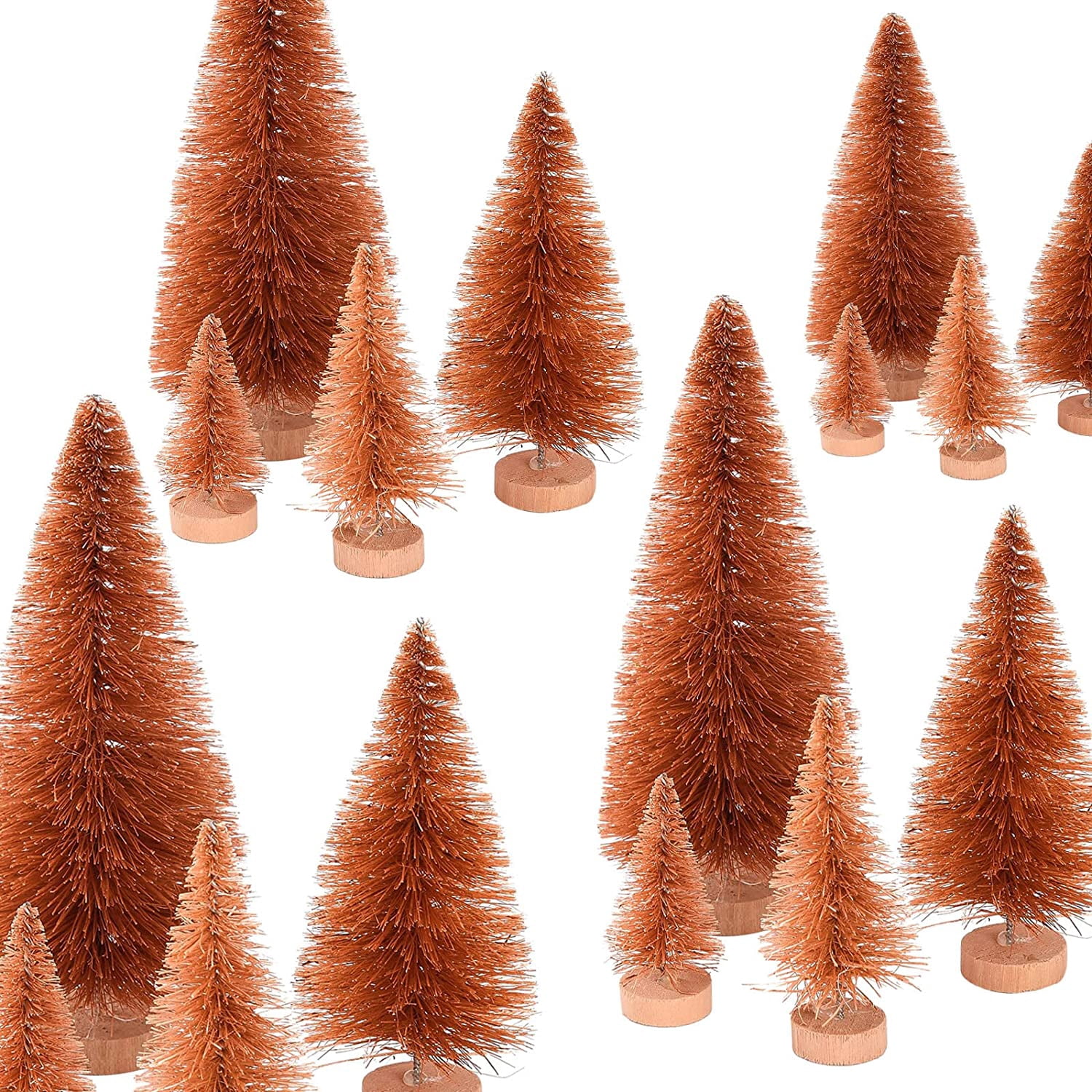 16PCS Mini Christmas Sisal Trees, Desktop Miniature Christmas Tree Pine ...