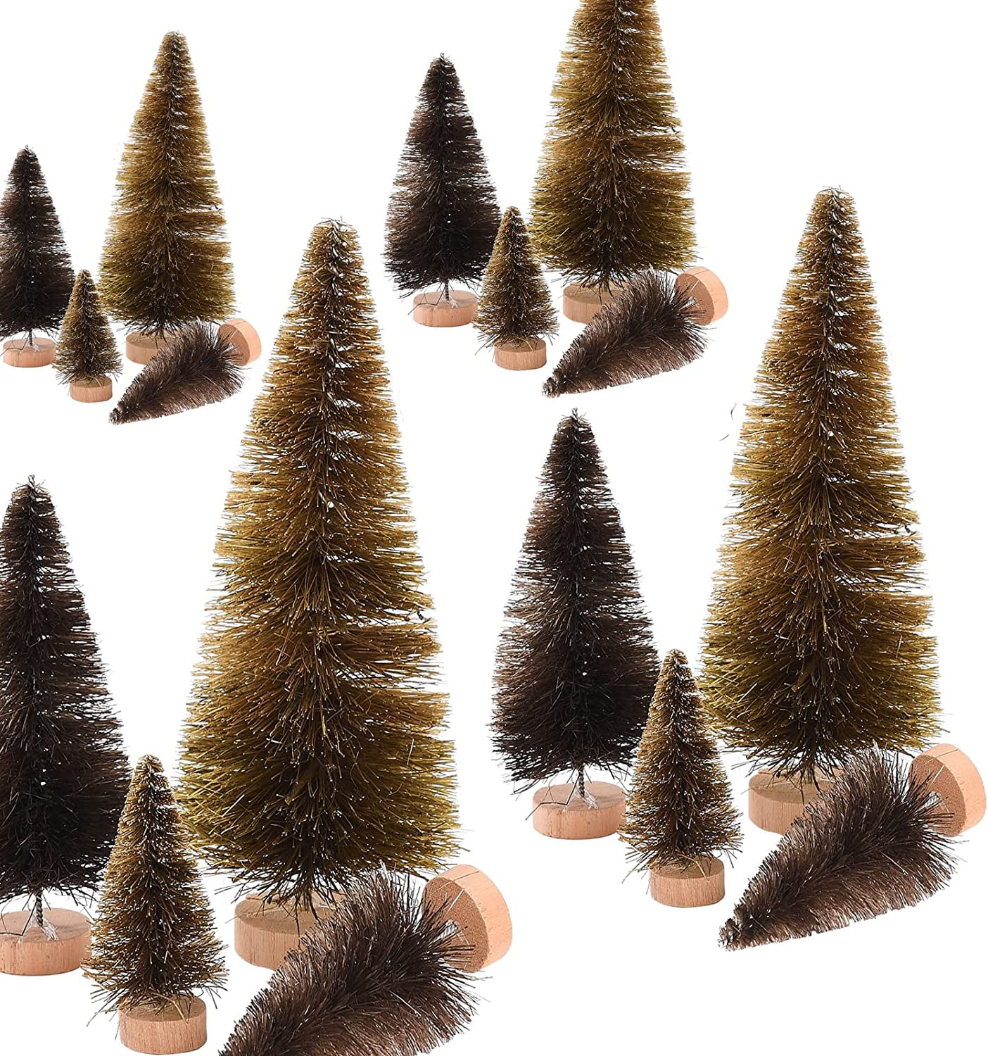 16PCS Mini Christmas Sisal Trees, Desktop Miniature Christmas Tree Pine ...