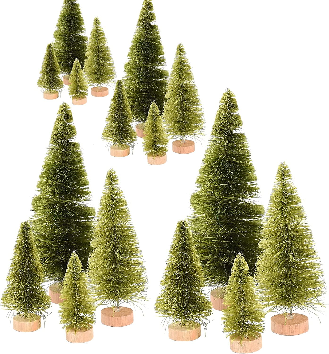 16PCS Mini Christmas Sisal Trees, Desktop Miniature Christmas Tree Pine ...