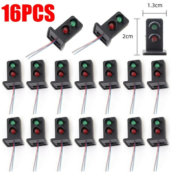 16PCS Model Train Signals 2 Lights OO HO Scale Railroad LED Signal Lamp ...