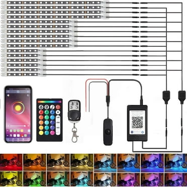 6pcs RGB Motorcycle Flexible Strip LED Light Lamp Neon Remote Kit DC ...