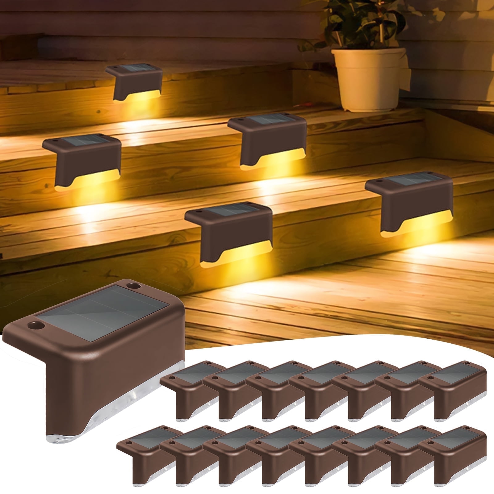 16PCS Outdoor Solar Deck Lights, Waterproof Solar Step Lights, LED ...