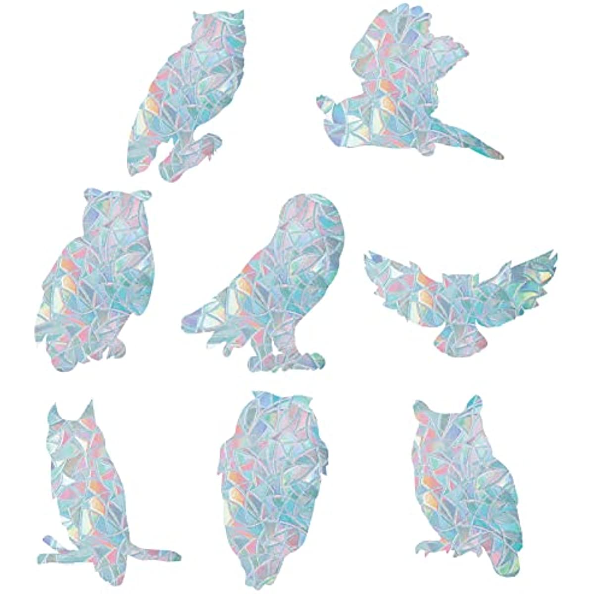 16PCS Owl Window Clings Anti Collision Rainbow Window Glass Stickers ...