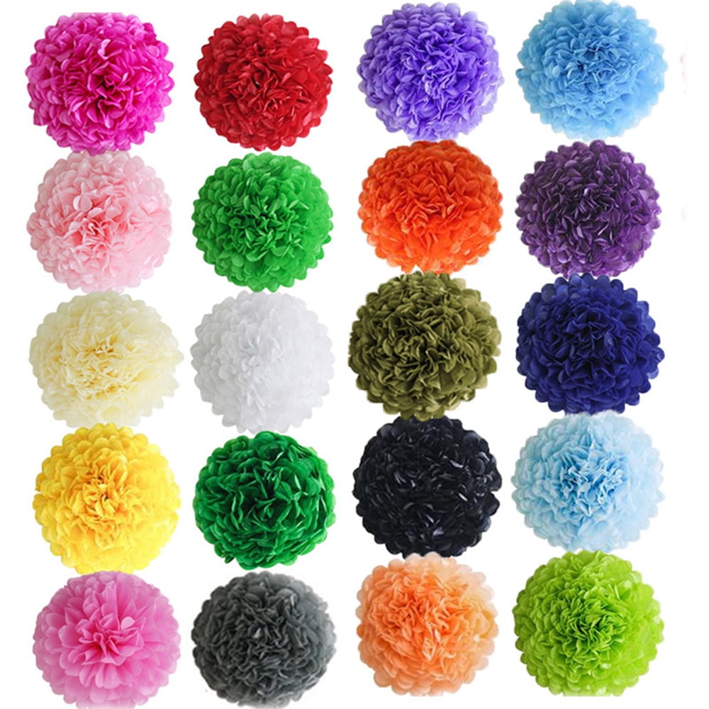 16PCS Paper Pom Poms Tissue Paper Flower Hanging Paper Flower Balls ...