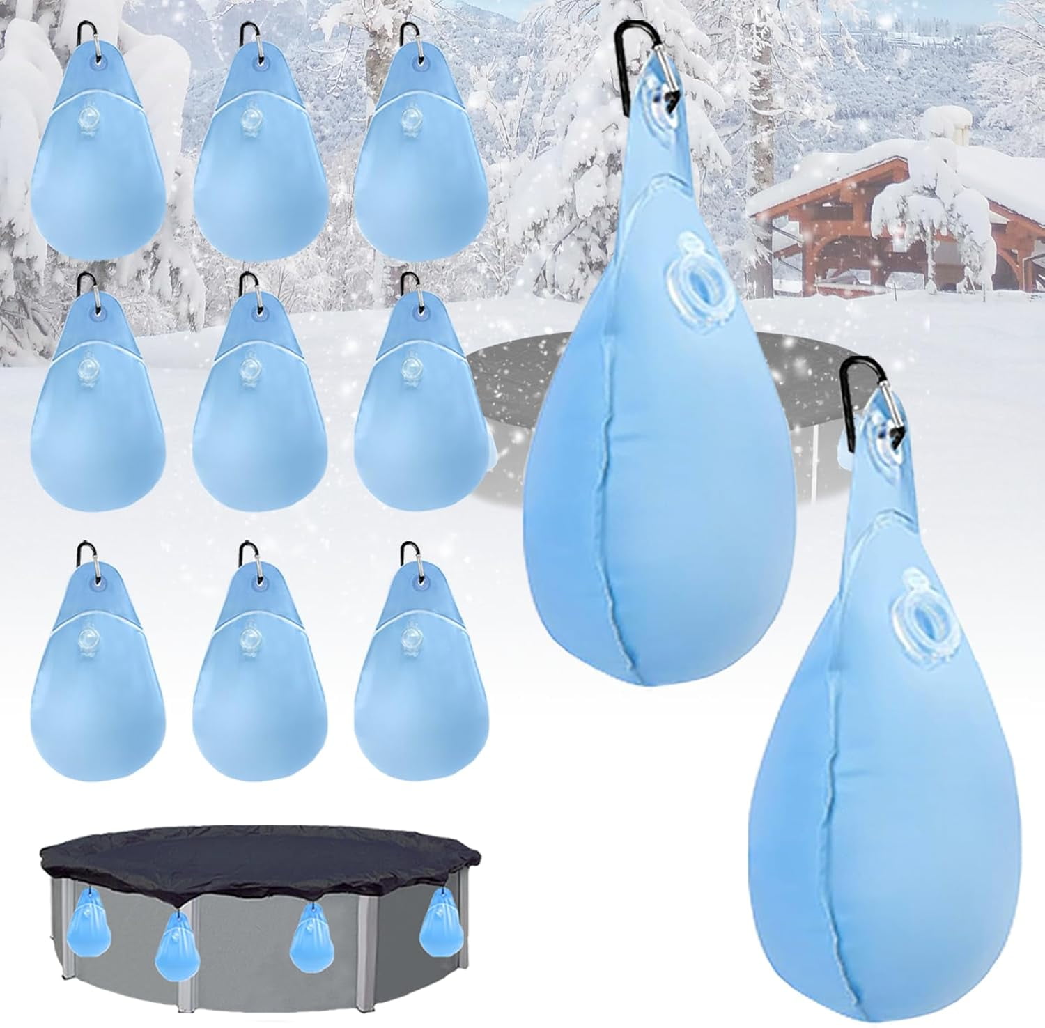 16PCS Pool Cover Weights with Hooks,Antifreezing Winter Pool Tarp ...