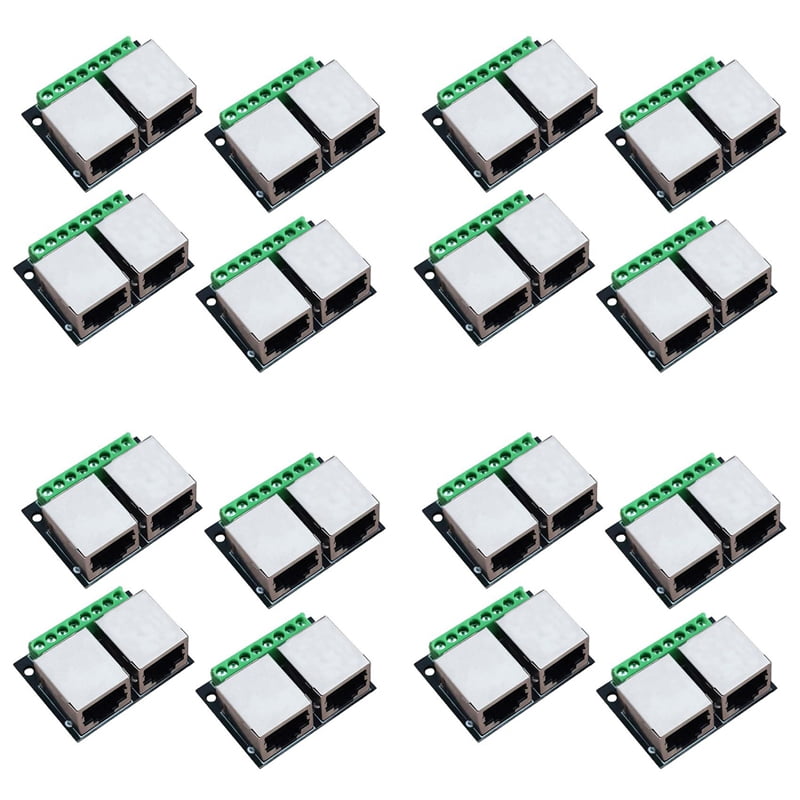 16PCS RJ45 Ethernet Dual Female Terminal Breakout Board,3.5mm Pitch ...