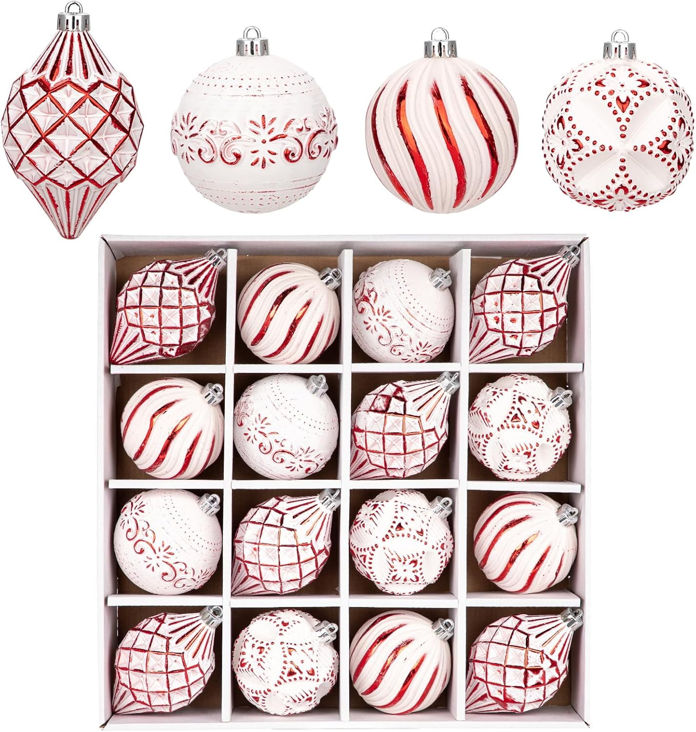16PCS Shatterproof Christmas B Ornaments Set, Hand-Painted Holiday ...
