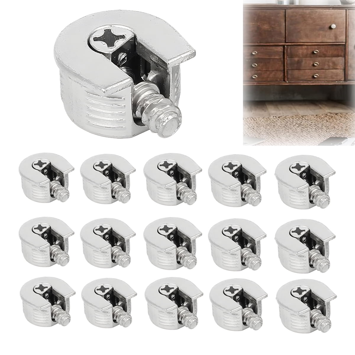 16PCS Shelf Pin Half-Round Support Brackets Silver Metal 3 in 1 Bracket ...