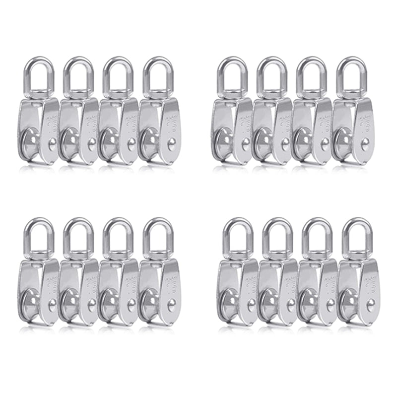 16PCS Single Pulley Block M15 Stainless Steel Small Pulley Roller for ...