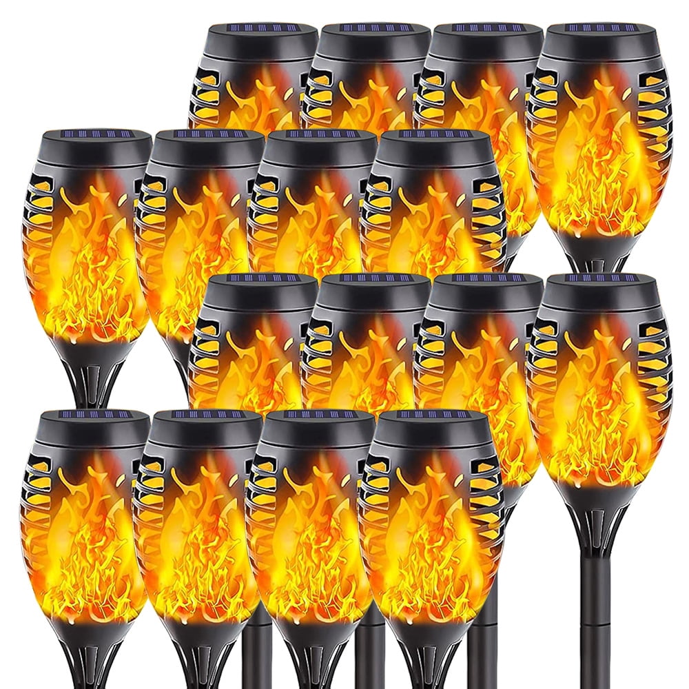 16PCS Solar Flickering LED Torch Lights, Waterproof Yard Pathway Decor ...