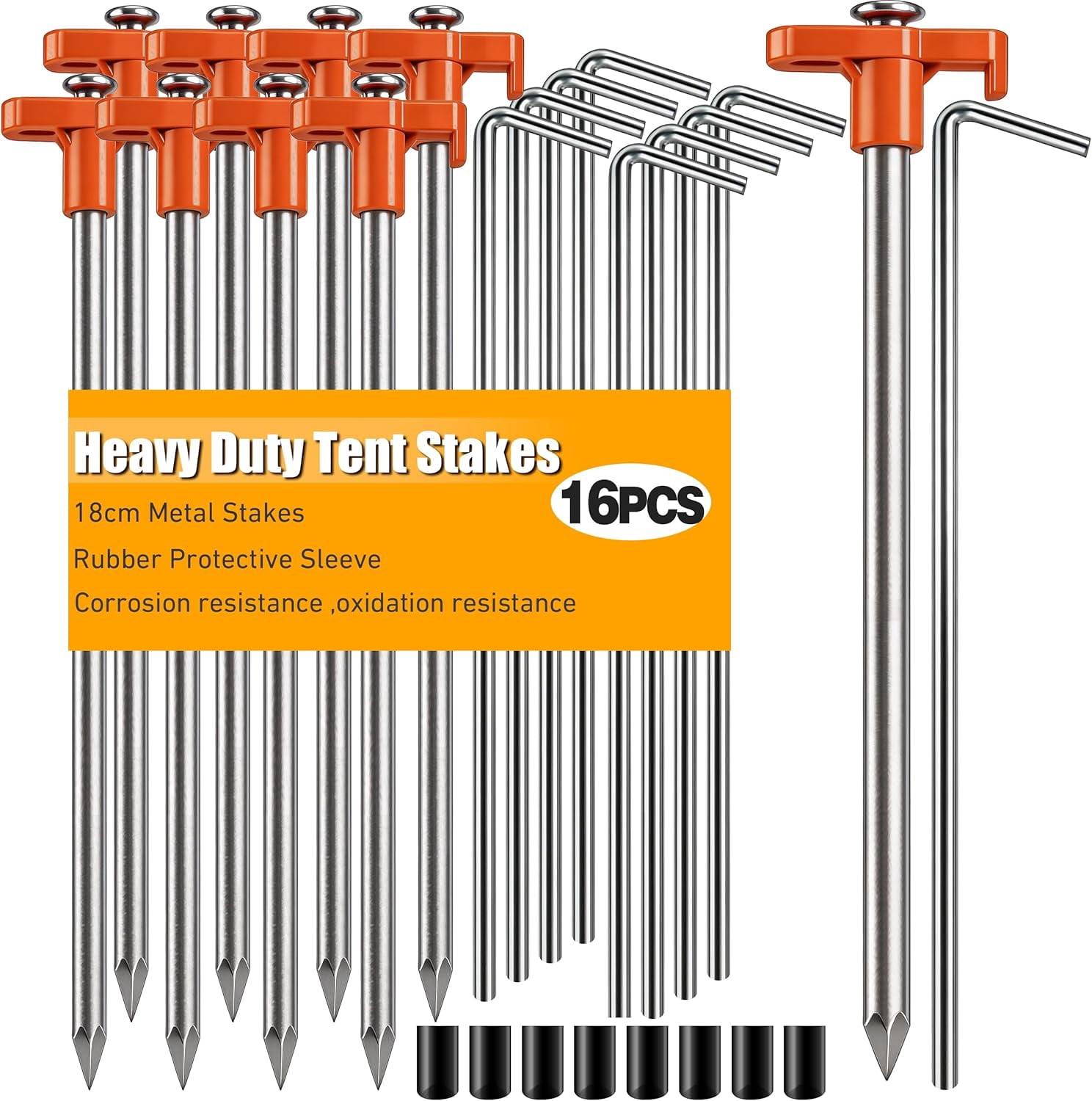 16PCS Tent Stakes,Heavy Duty Camping Tent Stakes Non-Rust Metal Tent ...