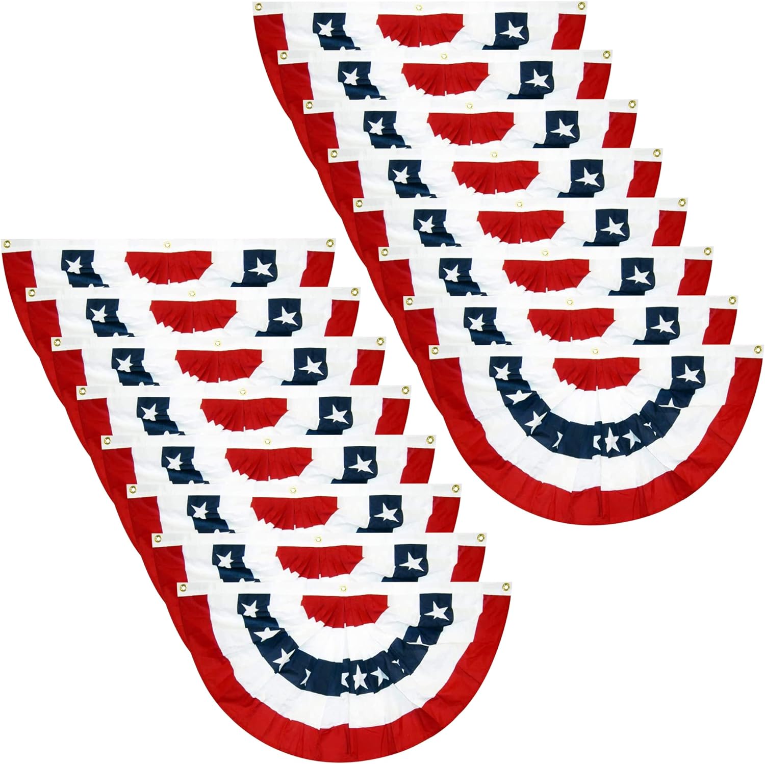 16PCS USA Patriotic Pleated Fan Flags-3 x1.5 Ft American US Flag Bunting Banner Patriotic ...
