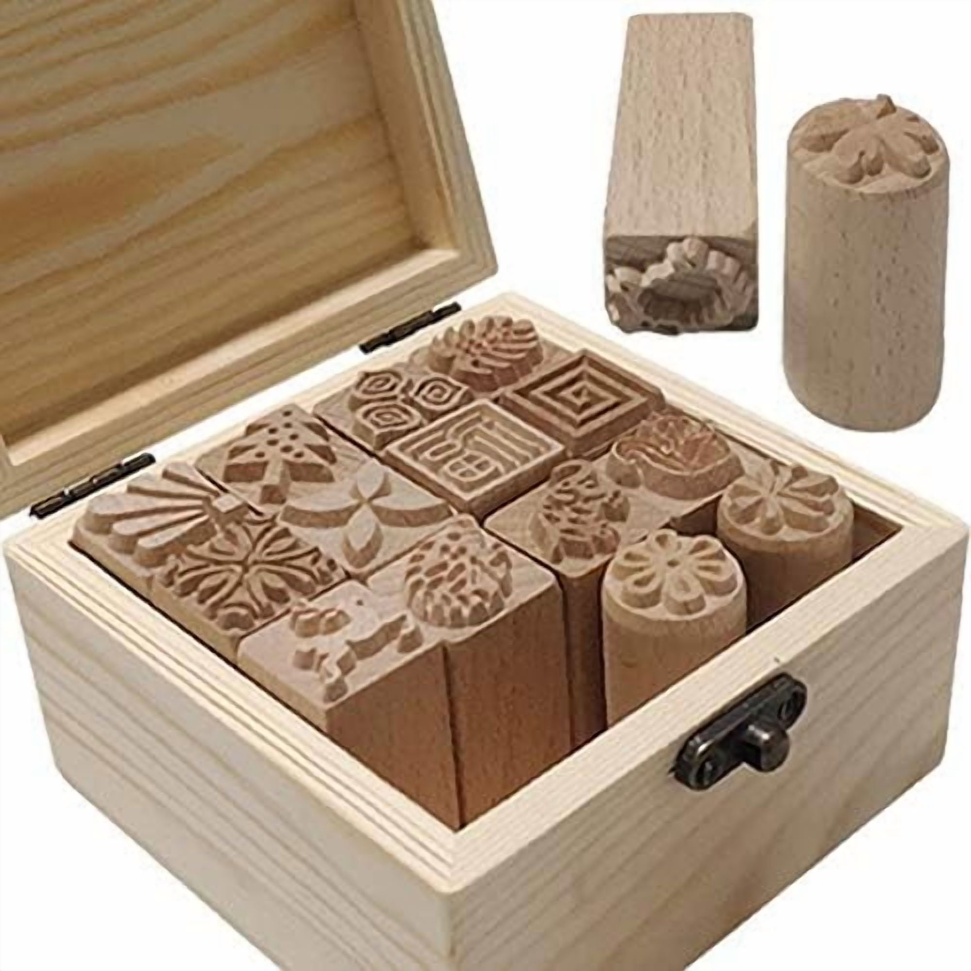 16PCS Wooden Clay Pottery Stamp Pottery Tool Wood Block Stamp - Walmart.com