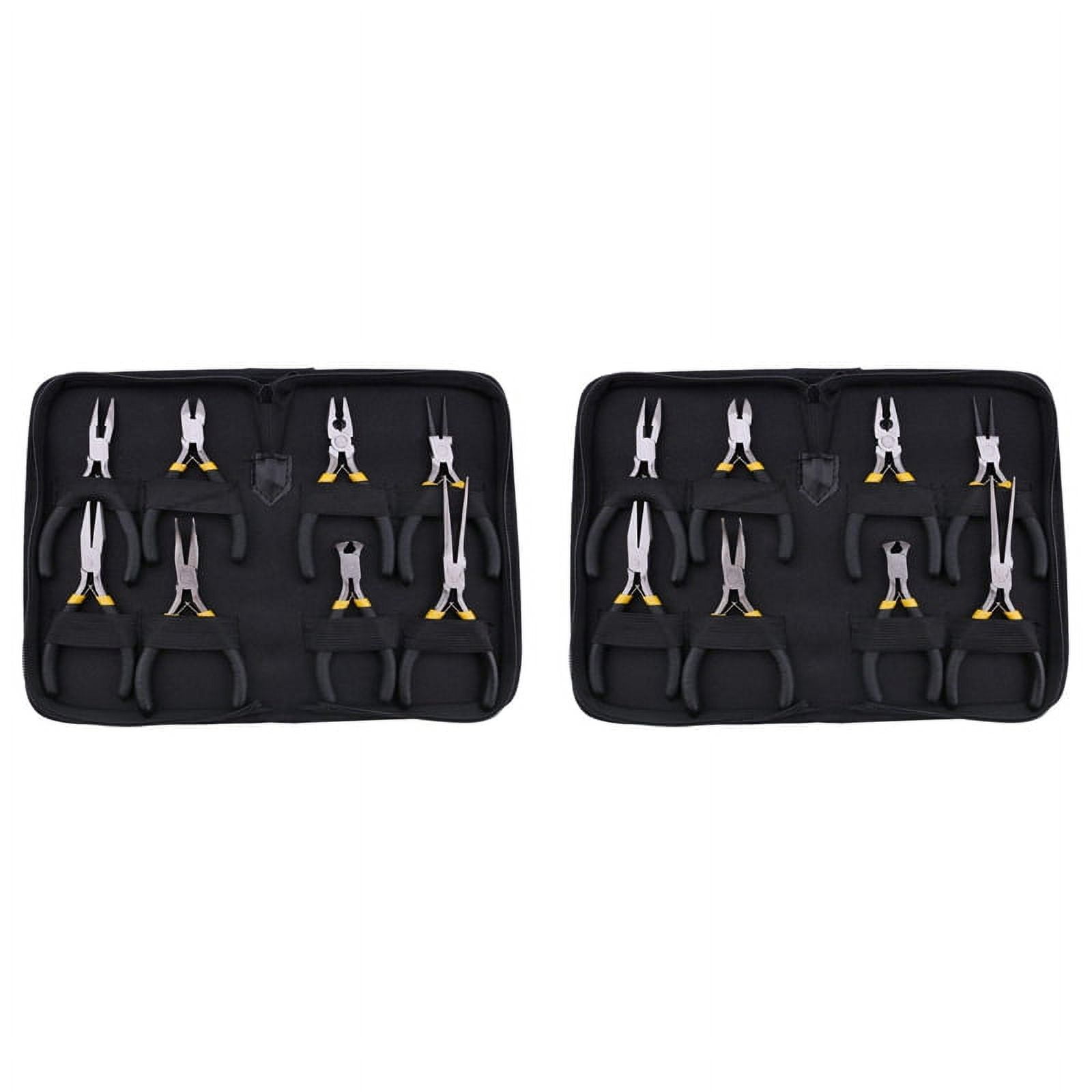 16PCs Mini Pliers Set, Long Nose with Teeth, Flat Jaw, Round Curve ...