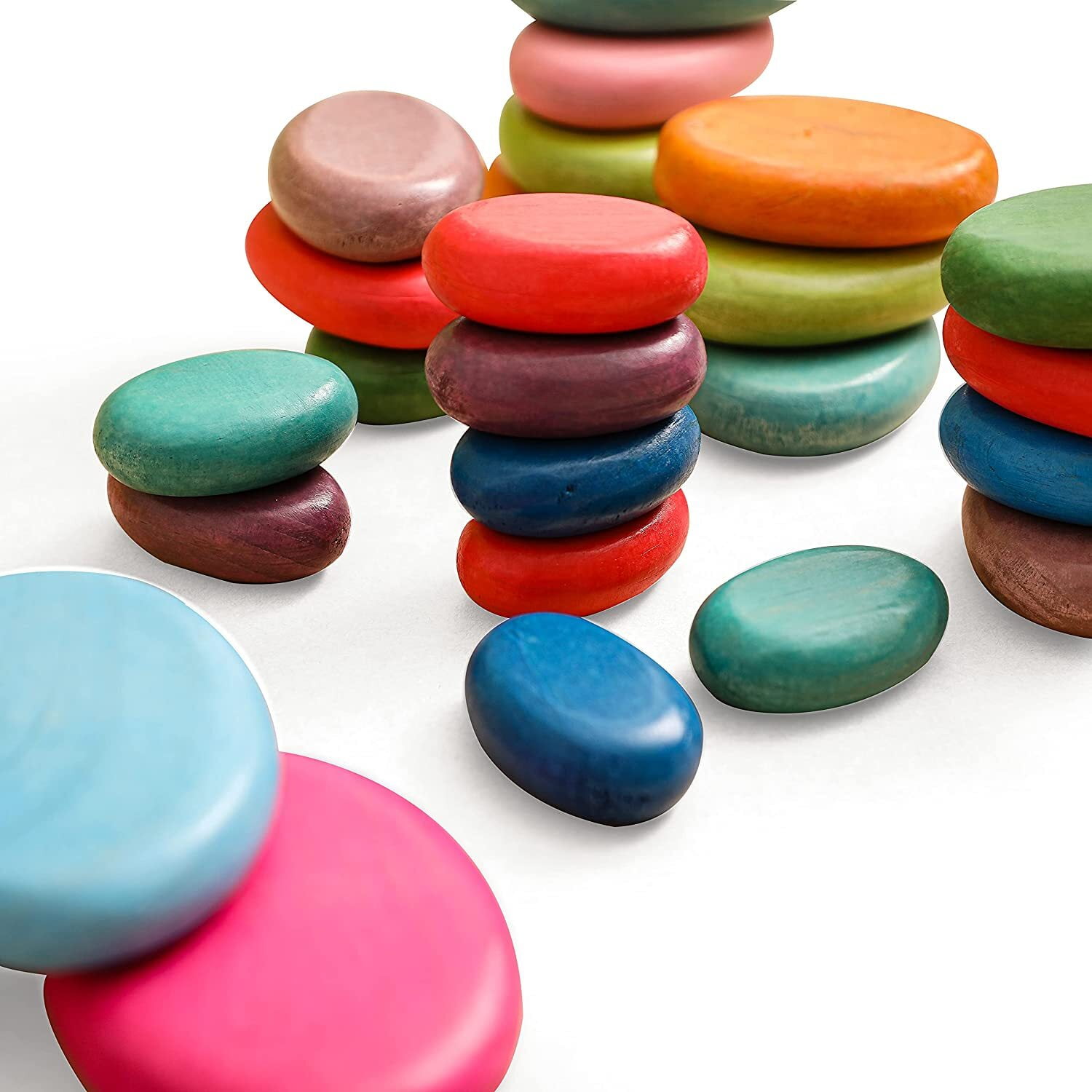 16PCs Stacking Rocks Wooden Stacking Toys Balancing Stacking Stones ...