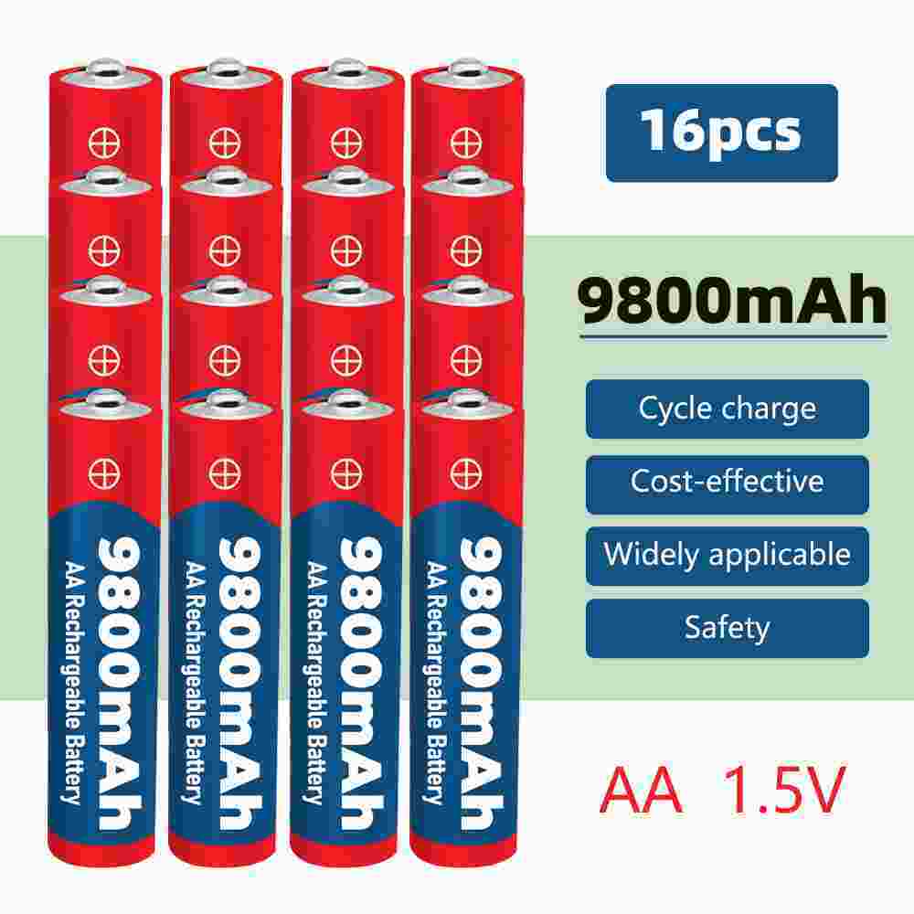 16PSC Alkaline Battery 1.5VAA 9800mAh Rechargeable Battery-Blue ...