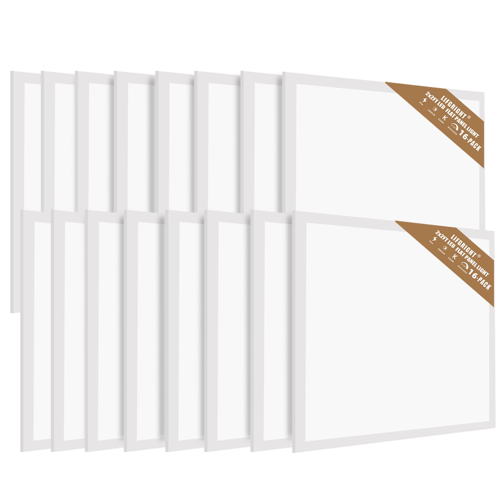 16Pack 2X2FT LED Flat Panel Light,45W, 5800 lumens,5000K,Recessed Edge ...