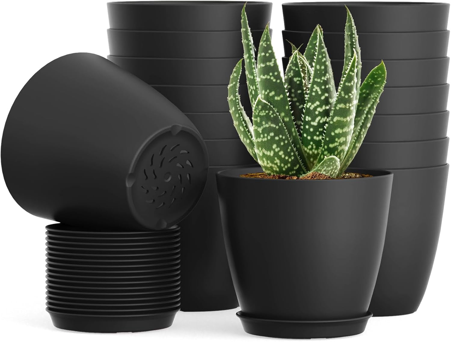16Pack 4inch Small Nursery Plant Pots, Plastic Planters with Drainage ...