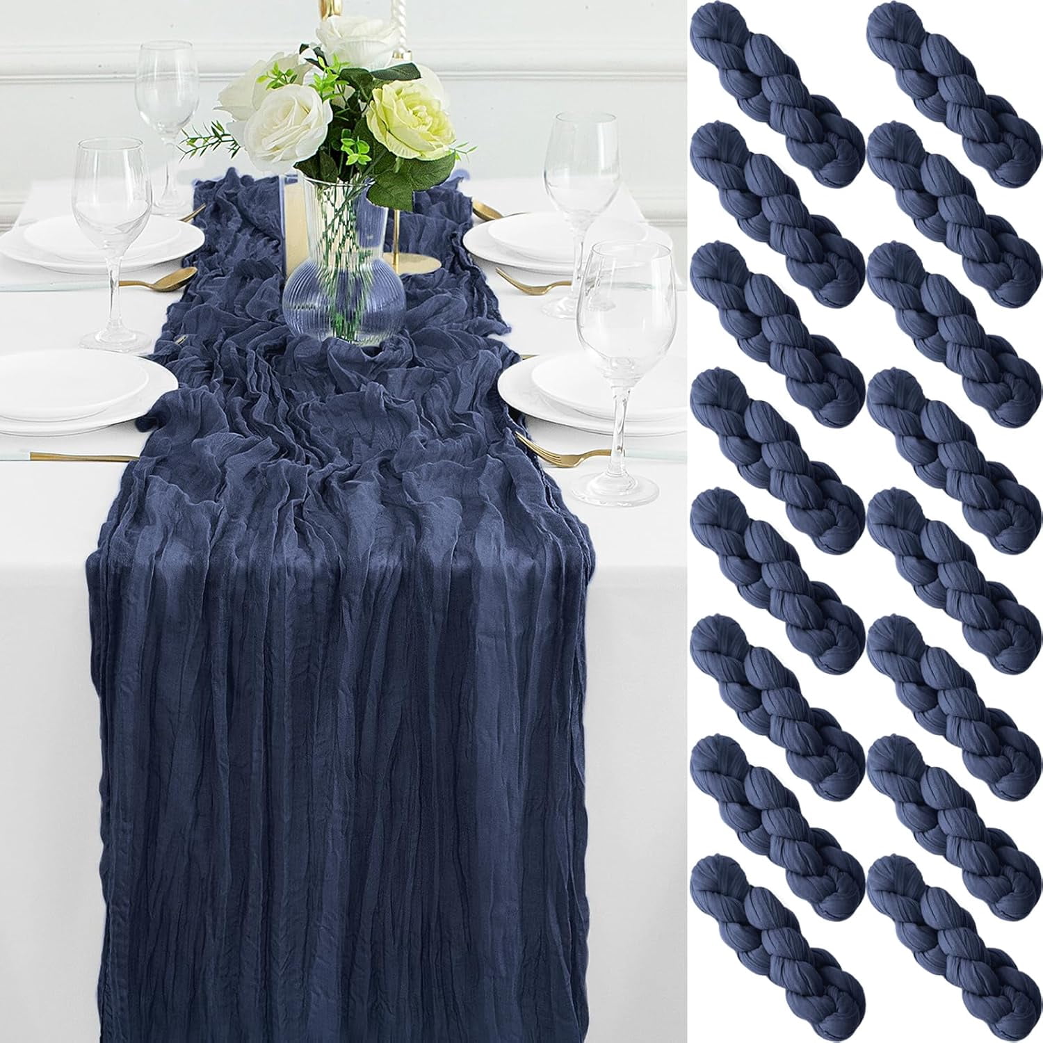 16Pack Navy Blue Cheesecloth Table Runner 10FT Gauze Cheese Cloth Table ...
