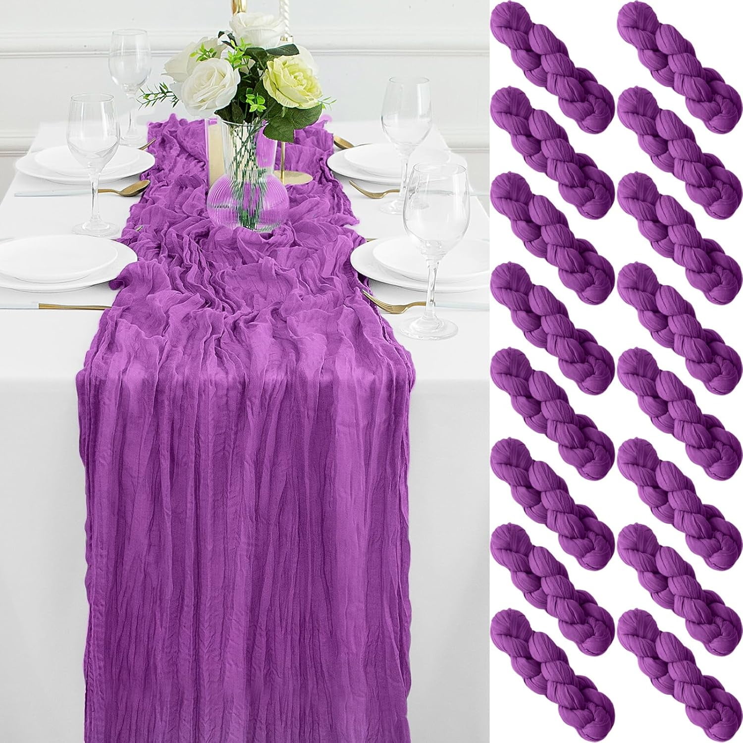 16Pack Purple Cheesecloth Table Runner 10FT Gauze Cheese Cloth Table ...
