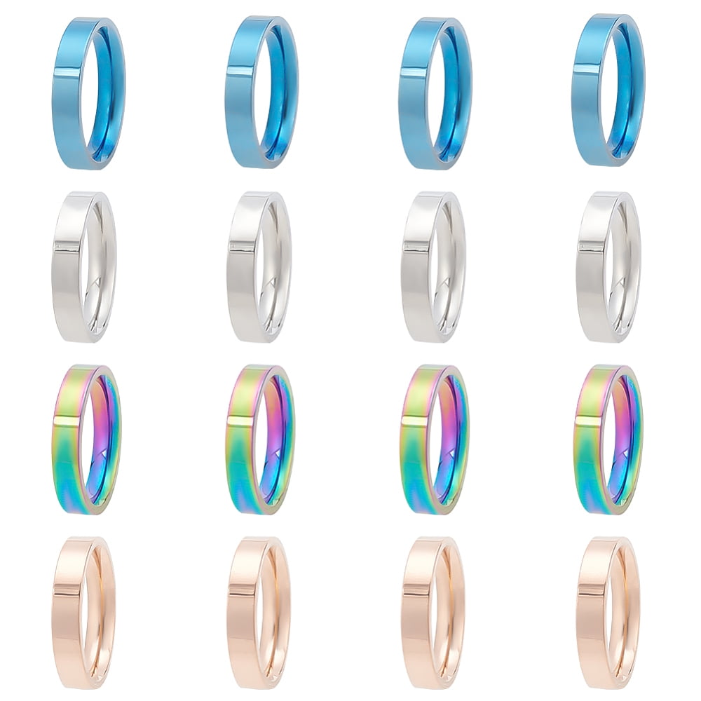 16Pcs 0.6inch Stainless Steel Rings Simple Stacking Rings in 4 Colours ...